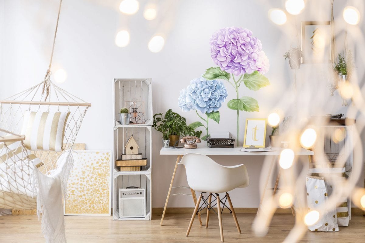 Hydrangea Floral Wall Decals - Removable Wallpapers, Wall Stickers ...