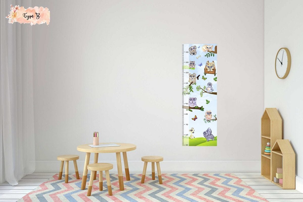 Kids Growth Chart Animals Decal - Removable Wallpapers, Wall Stickers ...