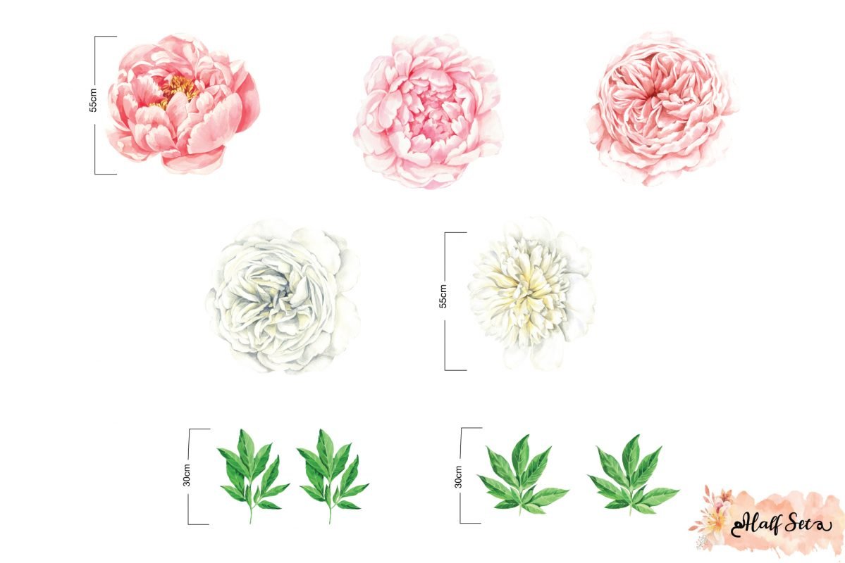 Peony & Rose Blush Wall Decals - Removable Wallpapers, Wall Stickers ...