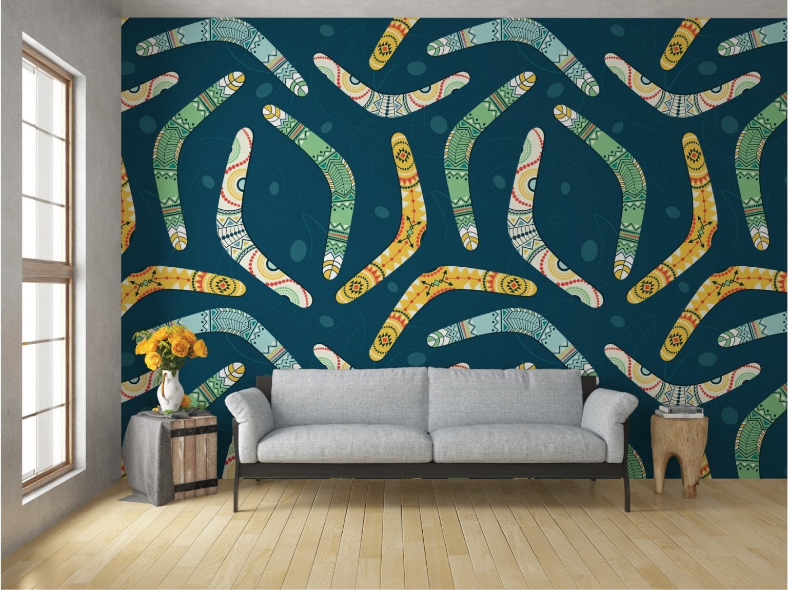 Aboriginal Boomerang Wallpaper - Removable Wallpapers, Wall Stickers ...