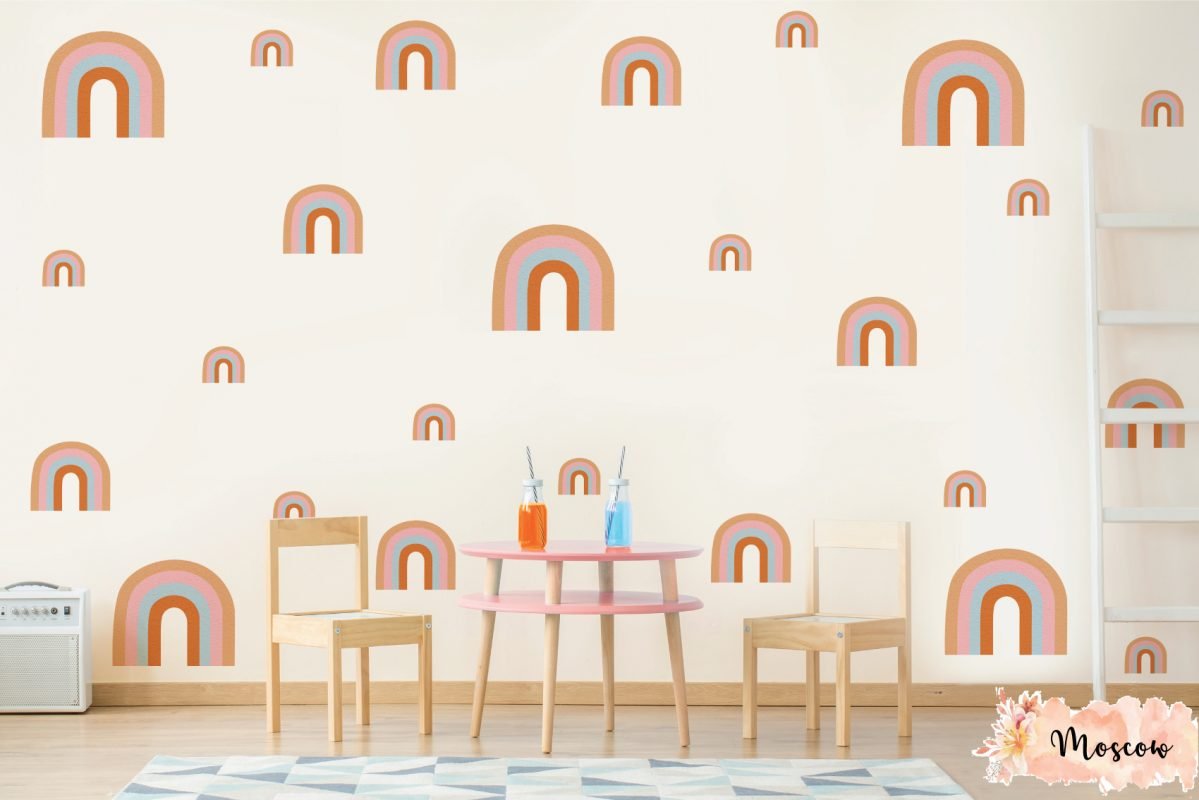 Vintage Rainbow Wall Decal Set - Removable Wallpapers, Wall Stickers ...