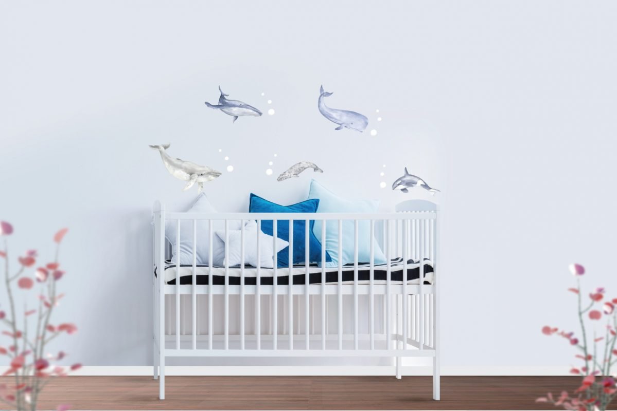 Small Watercolour Whale Decal Set - Removable Wallpapers, Wall Stickers ...