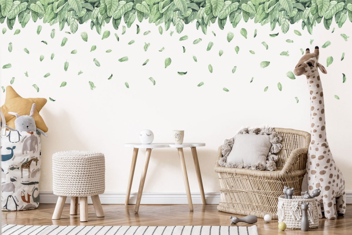 Falling Green Leaf Garden - Removable Wallpapers, Wall Stickers & Wall ...