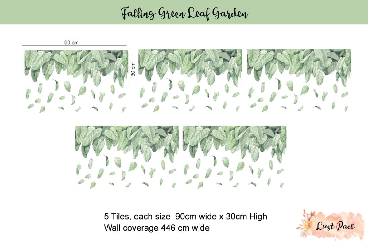 Falling Green Leaf Garden - Removable Wallpapers, Wall Stickers & Wall ...