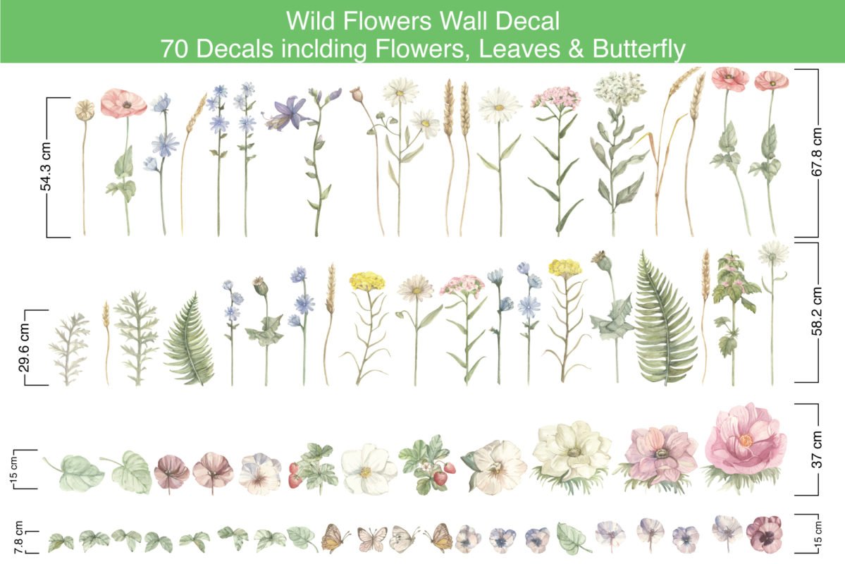 Wild Flowers Wall Decal - Removable Wallpapers, Wall Stickers & Wall ...