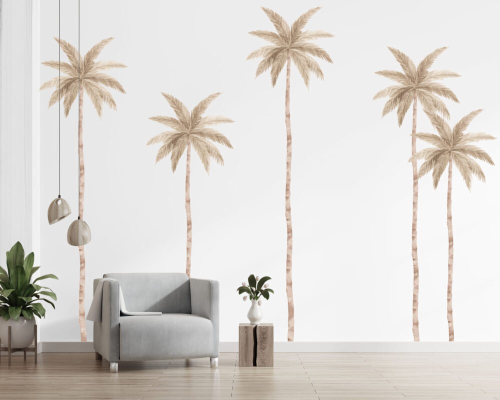 Palm Tree Beige Large Wall Decals - Removable Wallpapers, Wall Stickers ...
