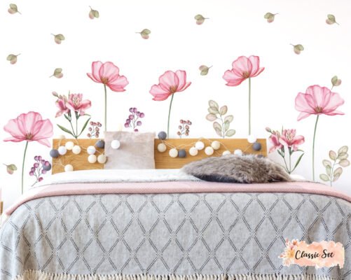 Pink Inspiration Flower Decals - Removable Wallpapers, Wall Stickers ...