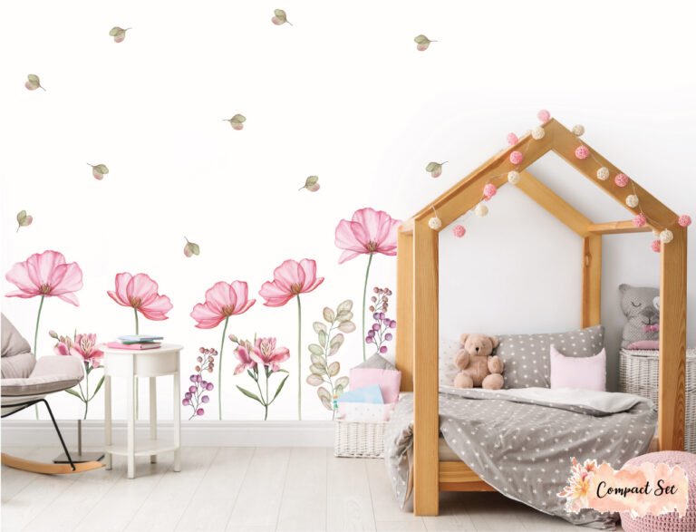Pink Inspiration Flower Decals - Removable Wallpapers, Wall Stickers ...