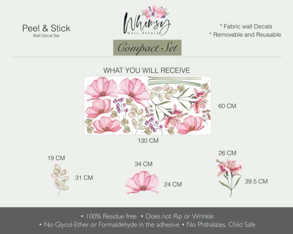 Pink Inspiration Flower Decals - Removable Wallpapers, Wall Stickers ...