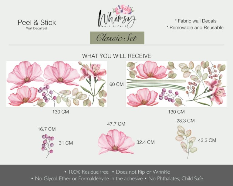 Pink Inspiration Flower Decals - Removable Wallpapers, Wall Stickers ...