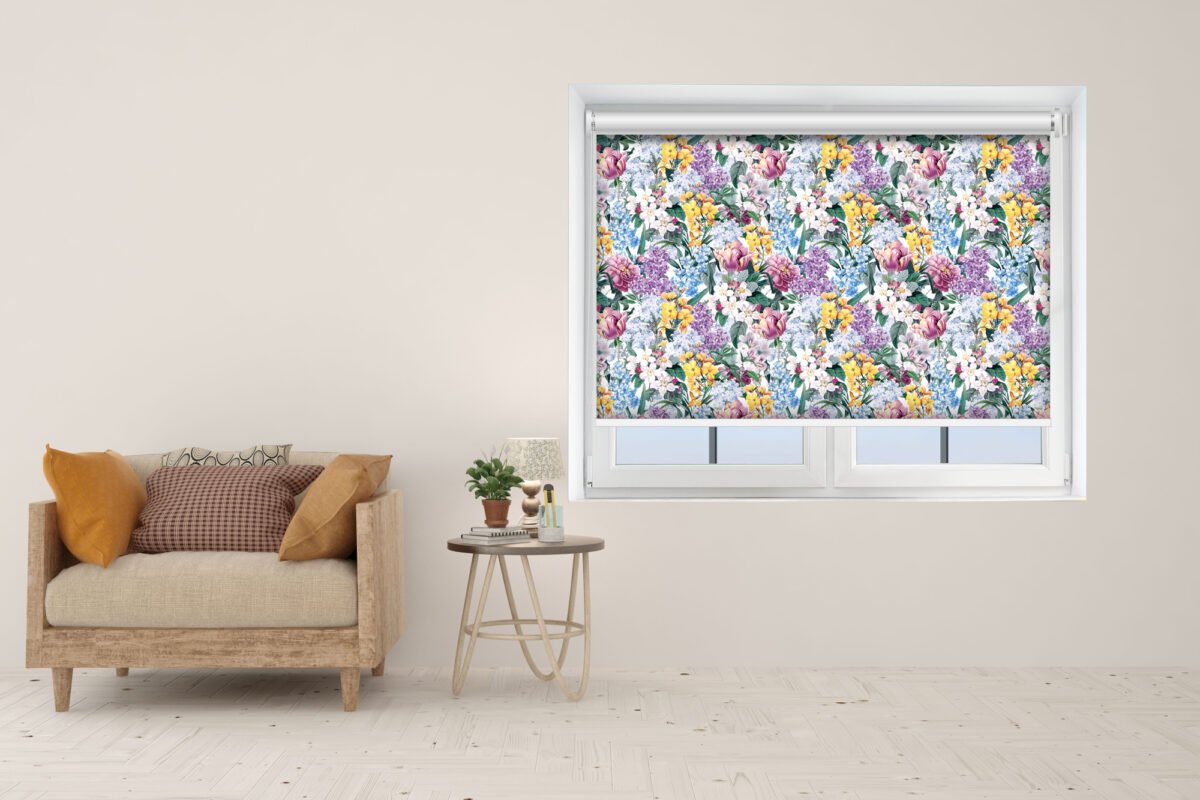 Colorful Floral - Printed Roller Blind - Removable Wallpapers, Wall ...