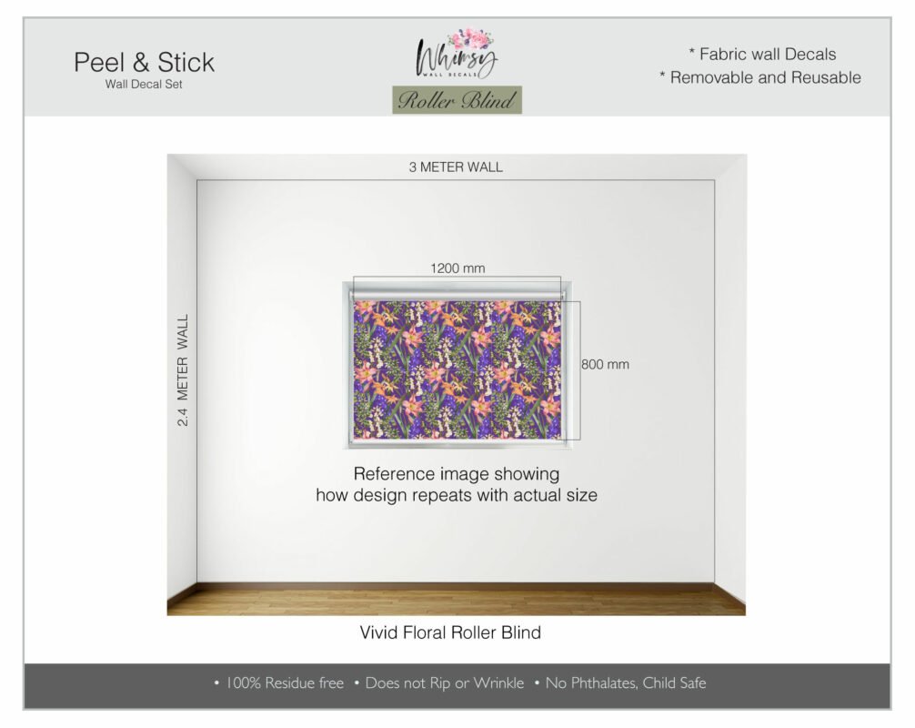 Vivid Floral - Printed Roller Blind - Removable Wallpapers, Wall ...