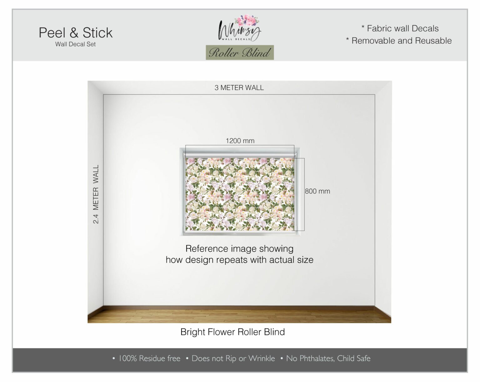 Bright Flower - Printed Roller Blind - Removable Wallpapers, Wall ...