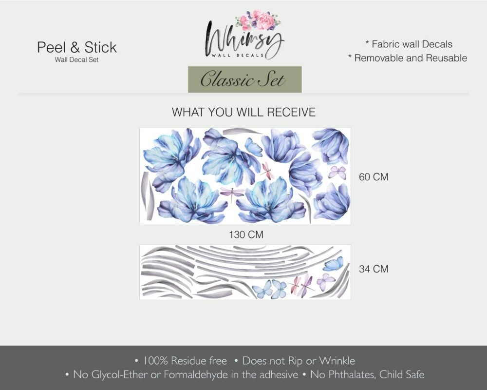 Wondever Blue Lily Flower - Removable Wallpapers, Wall Stickers & Wall ...