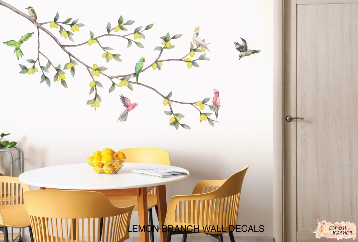 Lemon Tree with Australian Birds Decals - Removable Wallpapers, Wall ...