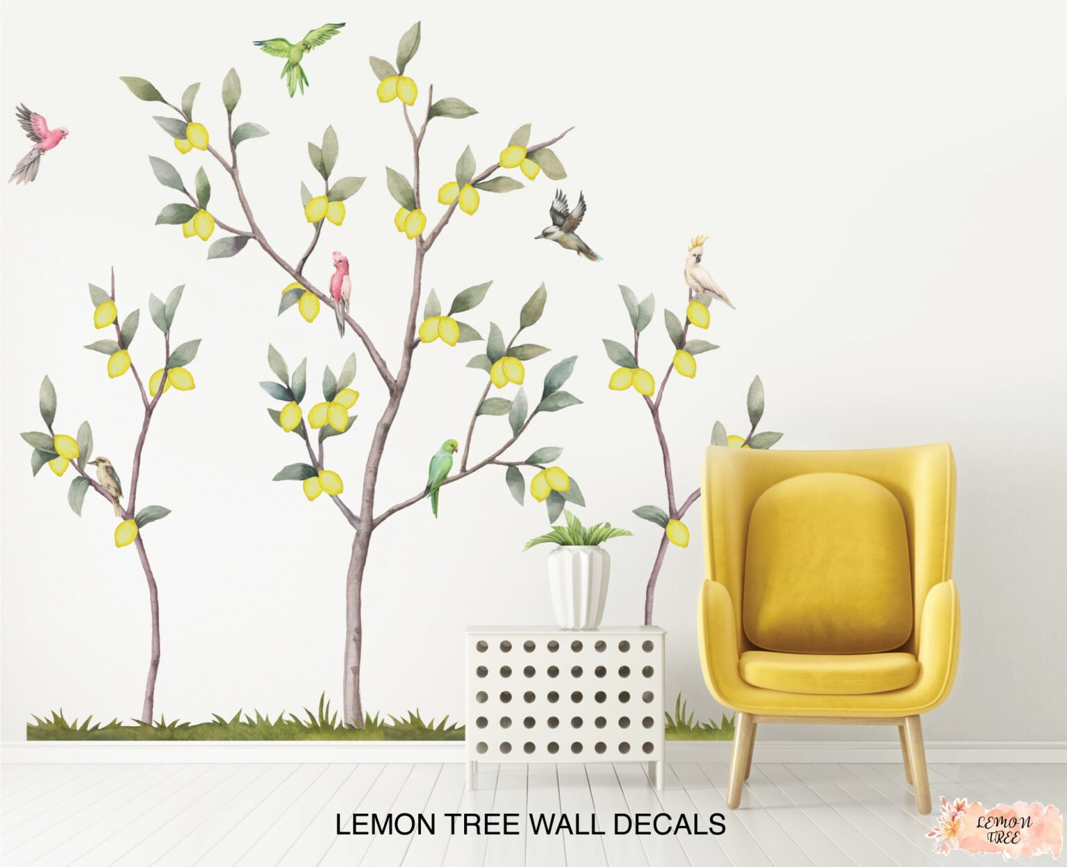 Lemon Tree with Australian Birds Decals - Removable Wallpapers, Wall ...