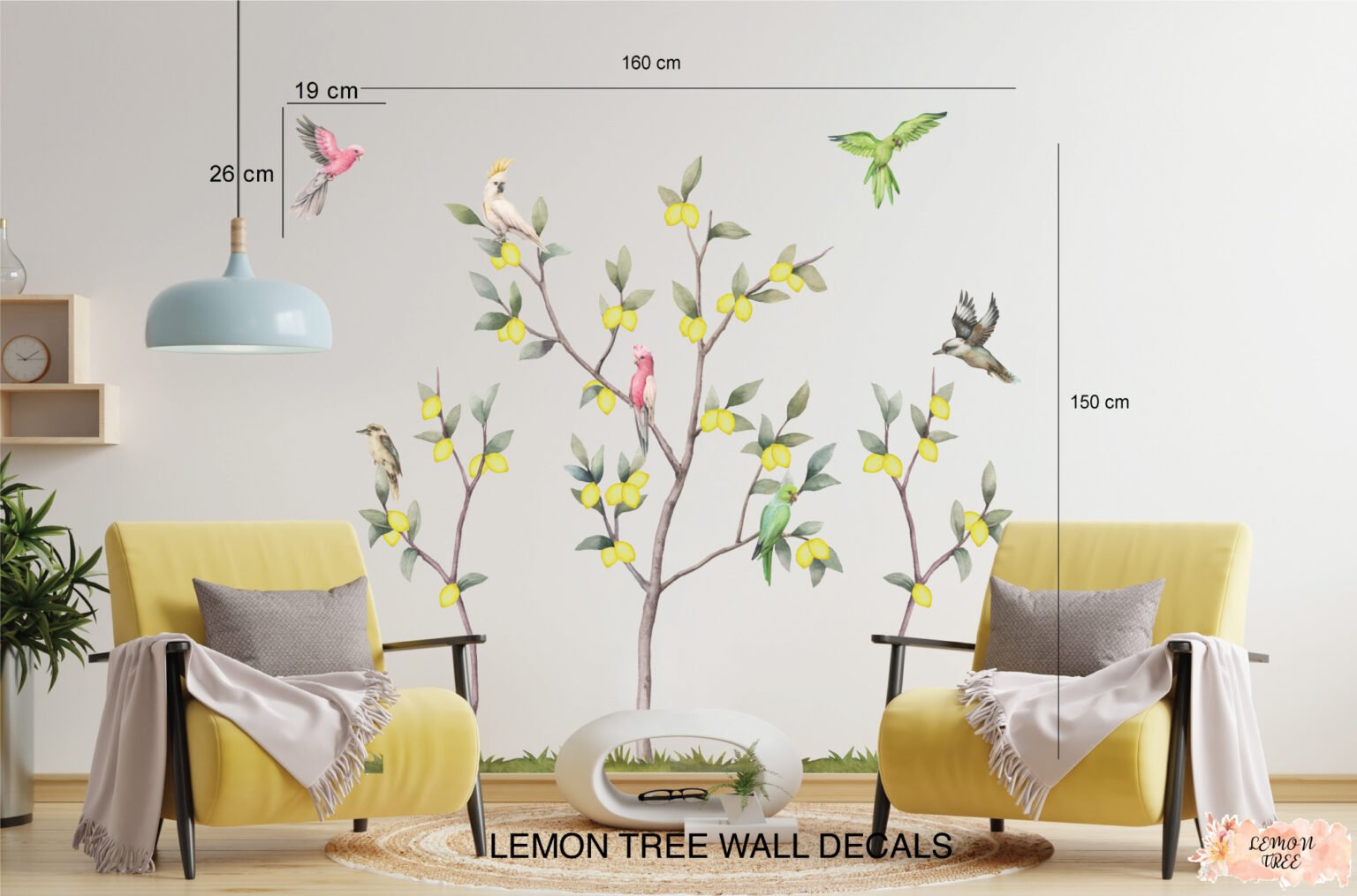 Lemon Tree with Australian Birds Decals - Removable Wallpapers, Wall ...