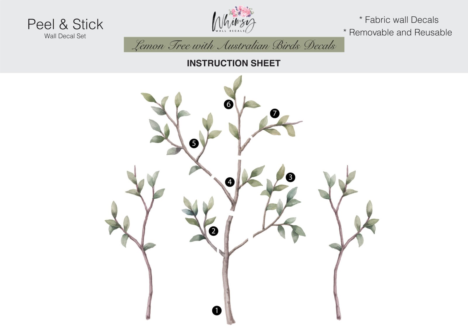 Lemon Tree with Australian Birds Decals - Removable Wallpapers, Wall ...