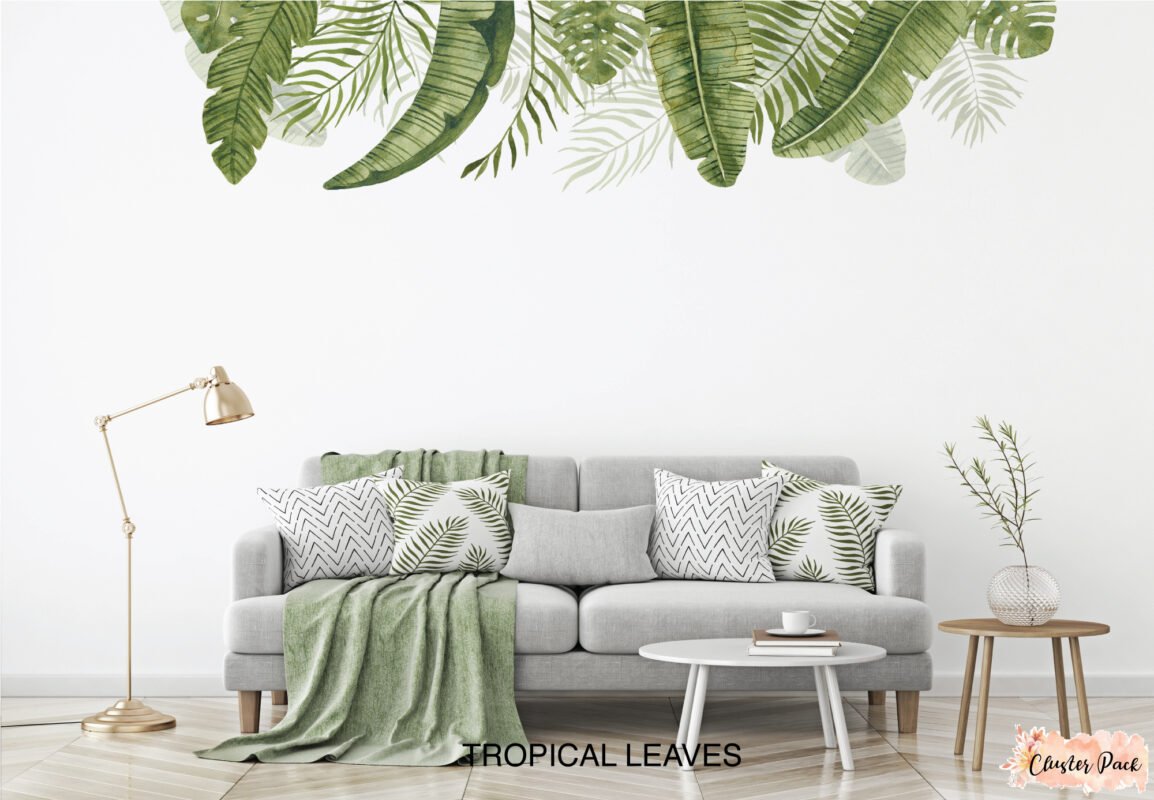 Tropical Leaves Wall Decals - Removable Wallpapers, Wall Stickers ...