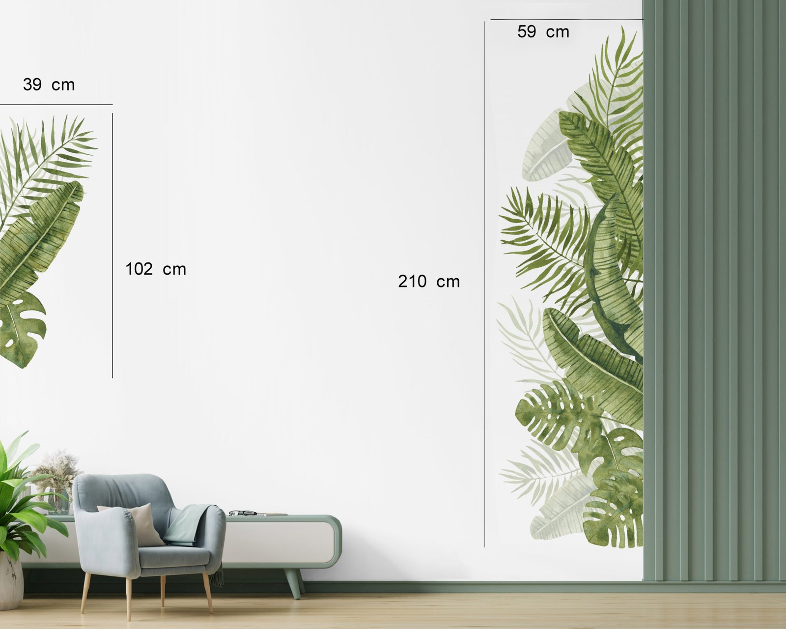 Tropical Leaves Wall Decals - Removable Wallpapers, Wall Stickers ...