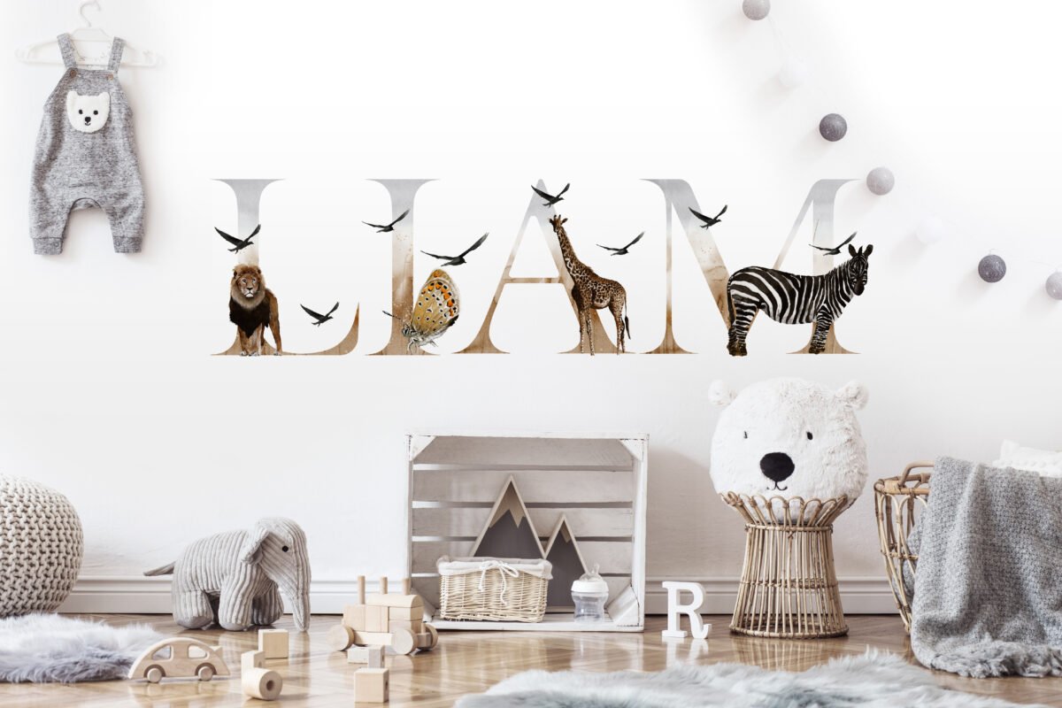 African Safari Letter Name - Removable Wallpapers, Wall Stickers & Wall ...