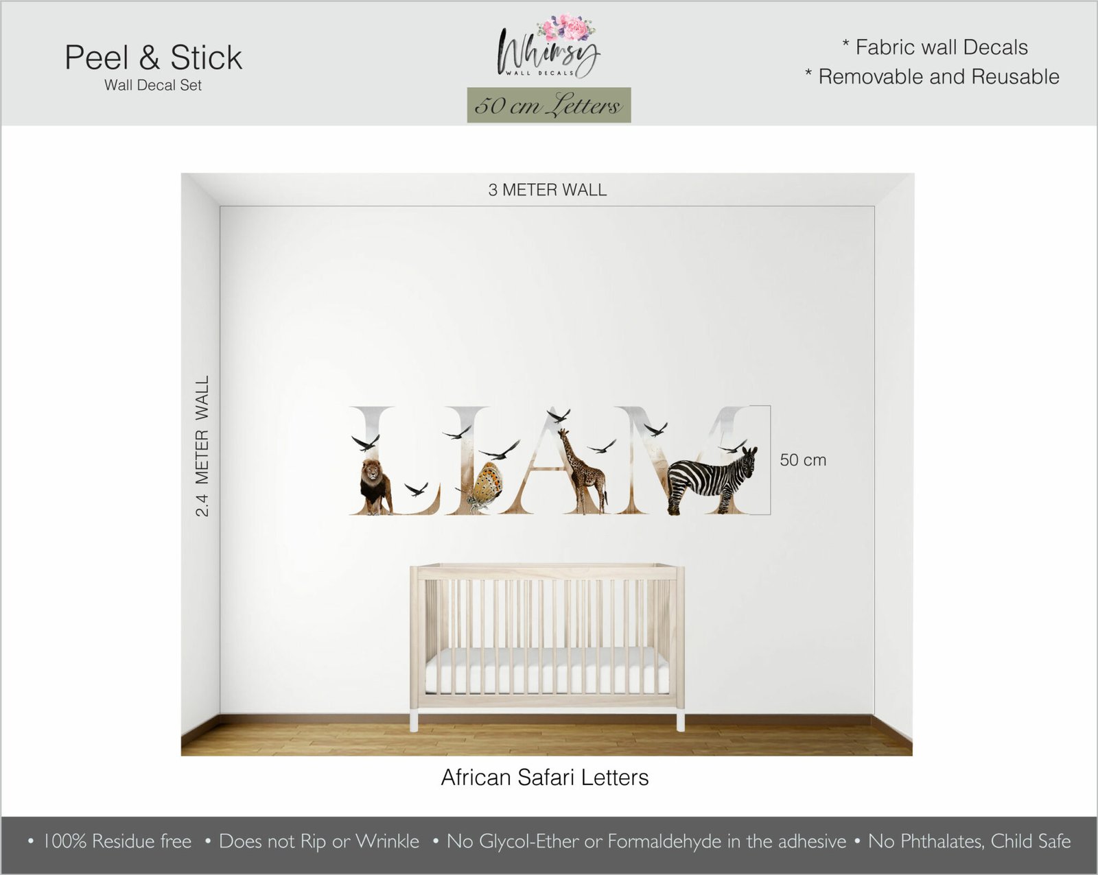 African Safari Letter Name - Removable Wallpapers, Wall Stickers & Wall ...