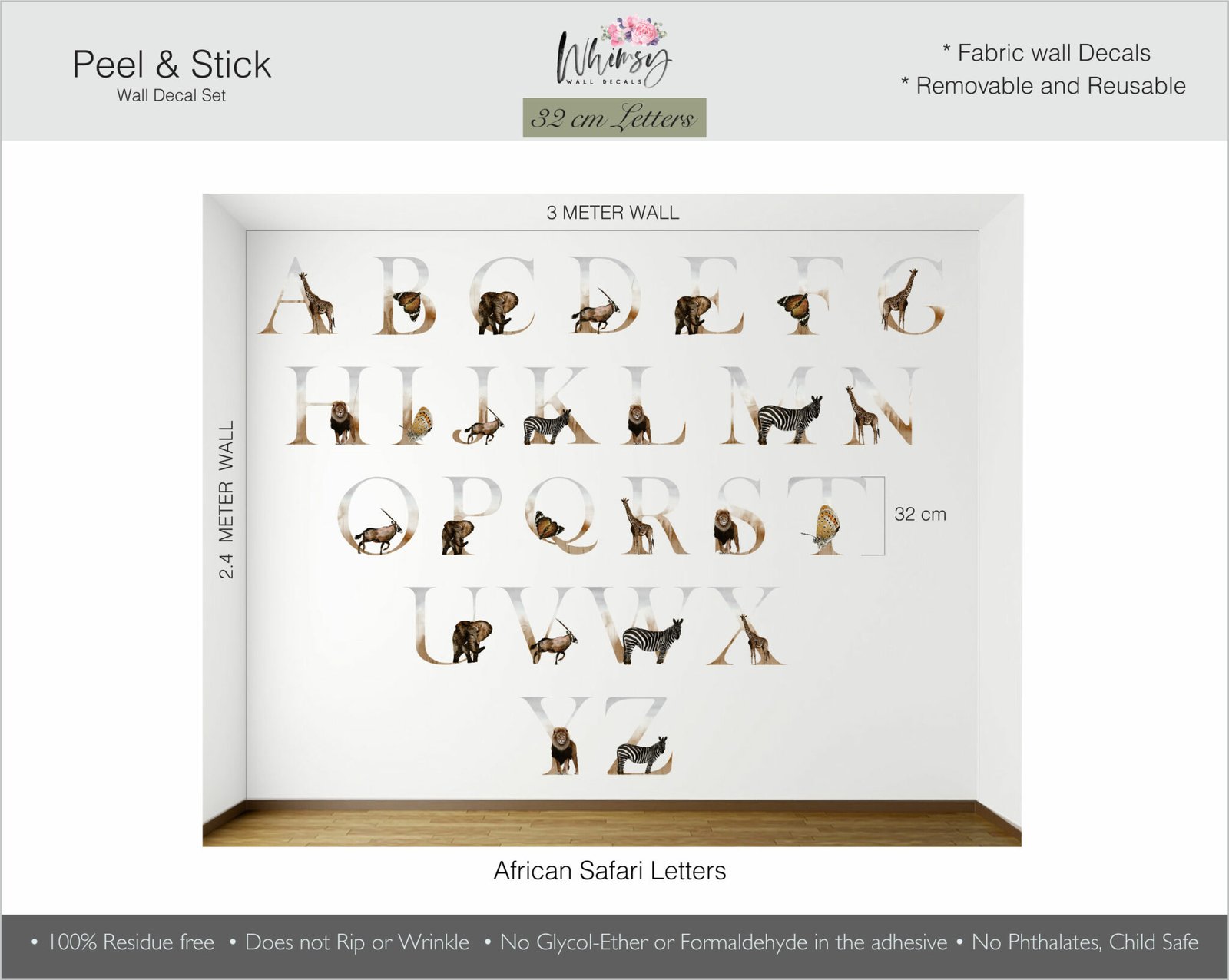 African Safari Letter Name - Removable Wallpapers, Wall Stickers & Wall ...