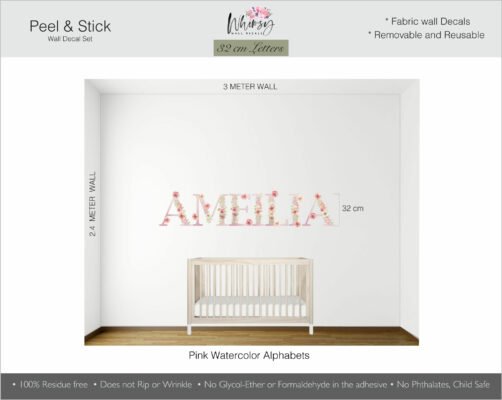 Pink Watercolor Alphabet - Removable Wallpapers, Wall Stickers & Wall ...