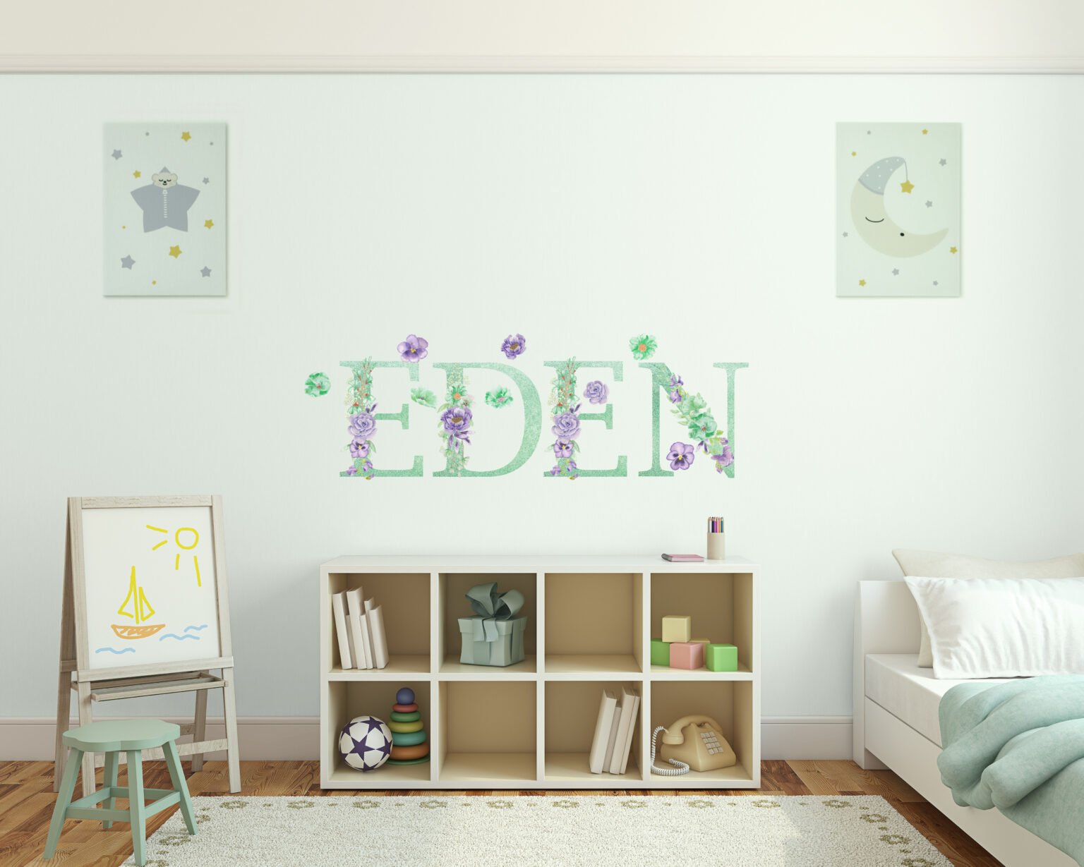 Violet and Mint Watercolor Alphabet - Removable Wallpapers, Wall ...