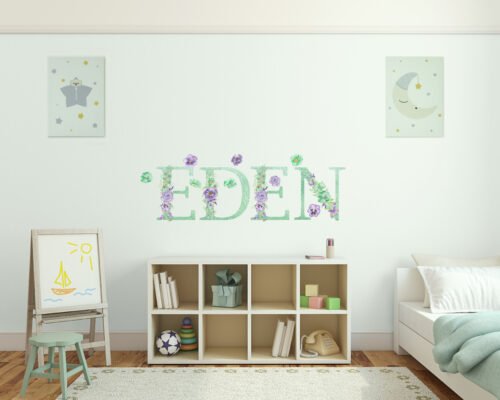 Violet and Mint Watercolor Alphabet - Removable Wallpapers, Wall ...