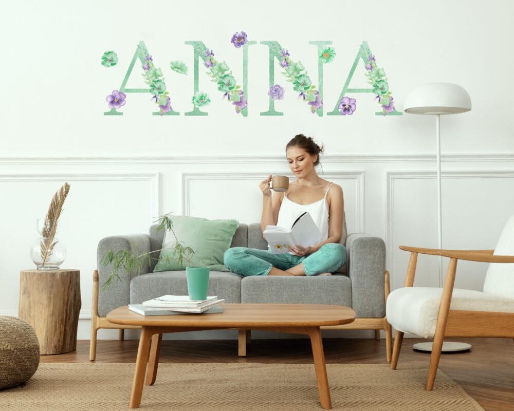 Violet and Mint Watercolor Alphabet - Removable Wallpapers, Wall ...